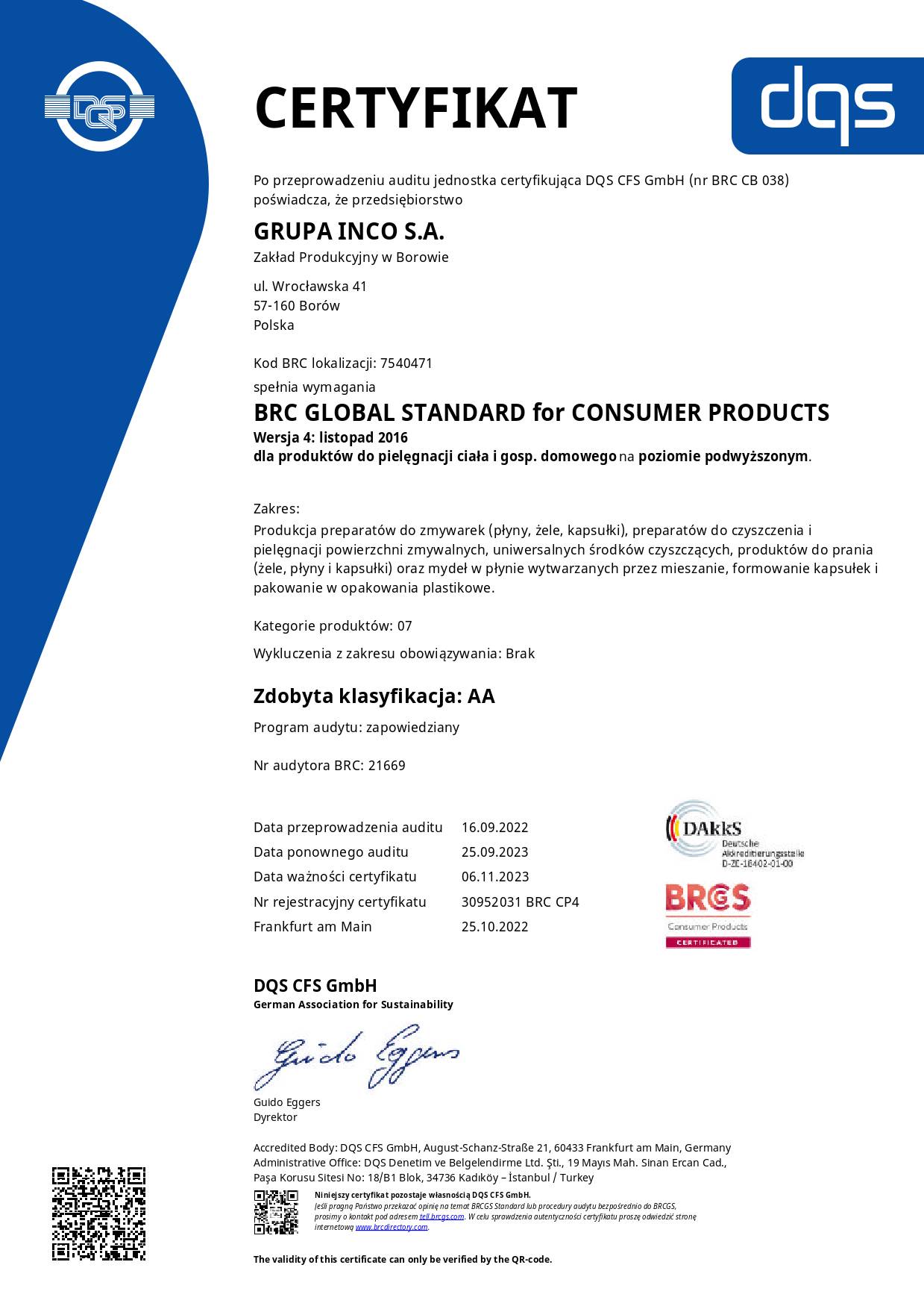 INCO » Certyfikaty